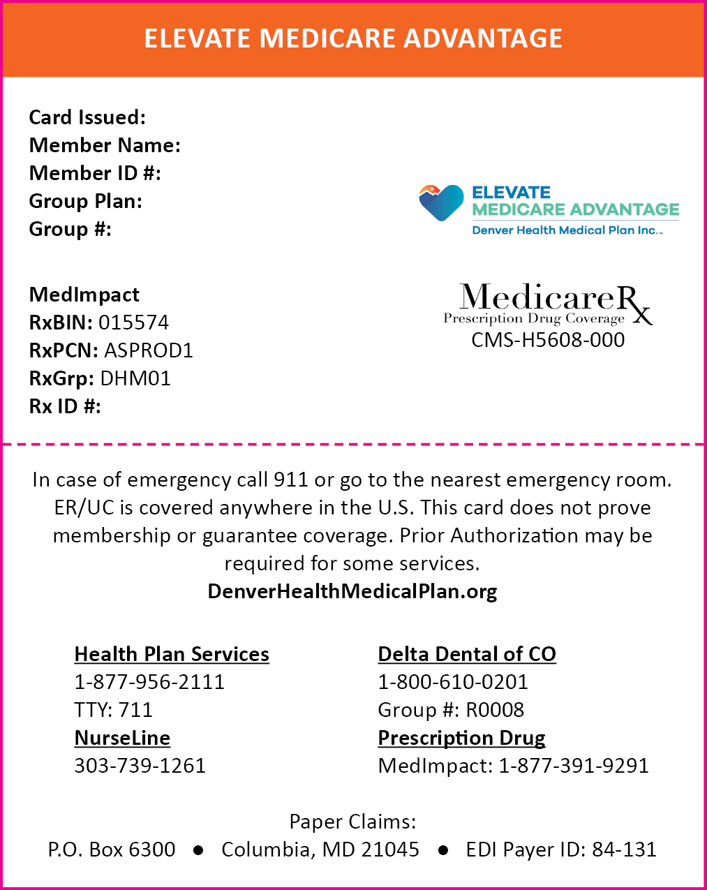 DHMP Member Identification Cards | Denver Health Medical Plan